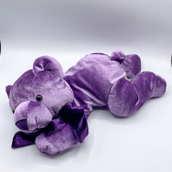 Dan Dee | Toys | Dan Dee Purple Velvet Bear Plush Laying Velour Bow ...